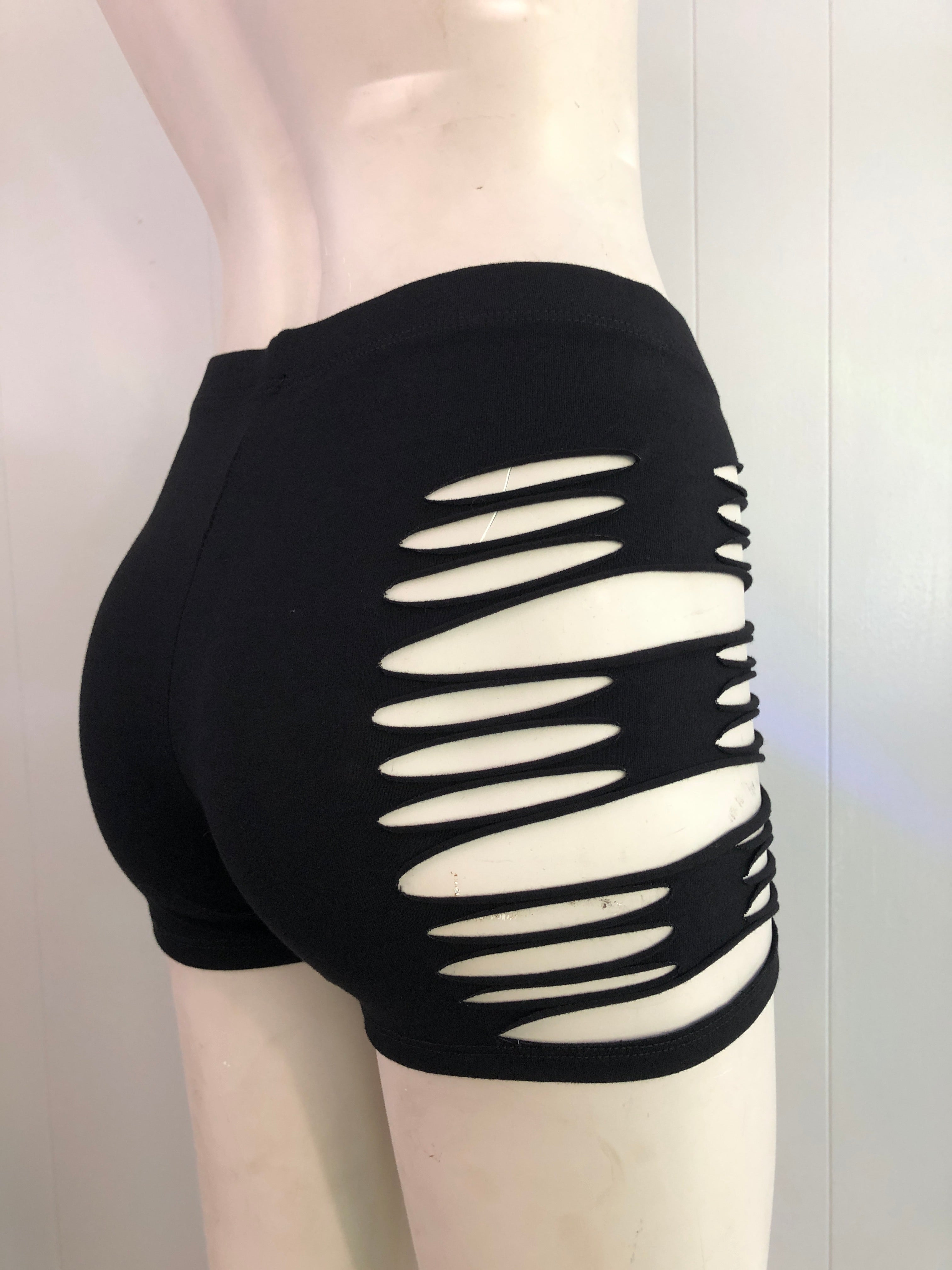 Slit Weave Side Cut Booty Shorts